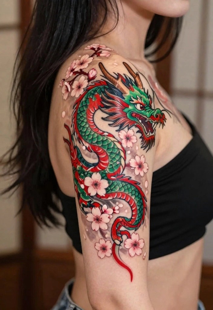 14 Dragon and Flower Tattoo Ideas for Women: Power Meets Beauty ...